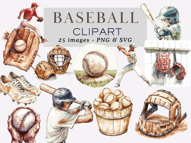 Watercolor Baseball Clipart Sports Clipart Baseball Illustration Game ...
