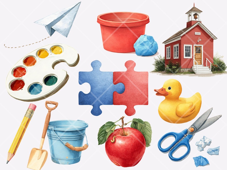 Kindergarten Clipart Bundle School Elements Graphics Toddlers School ...