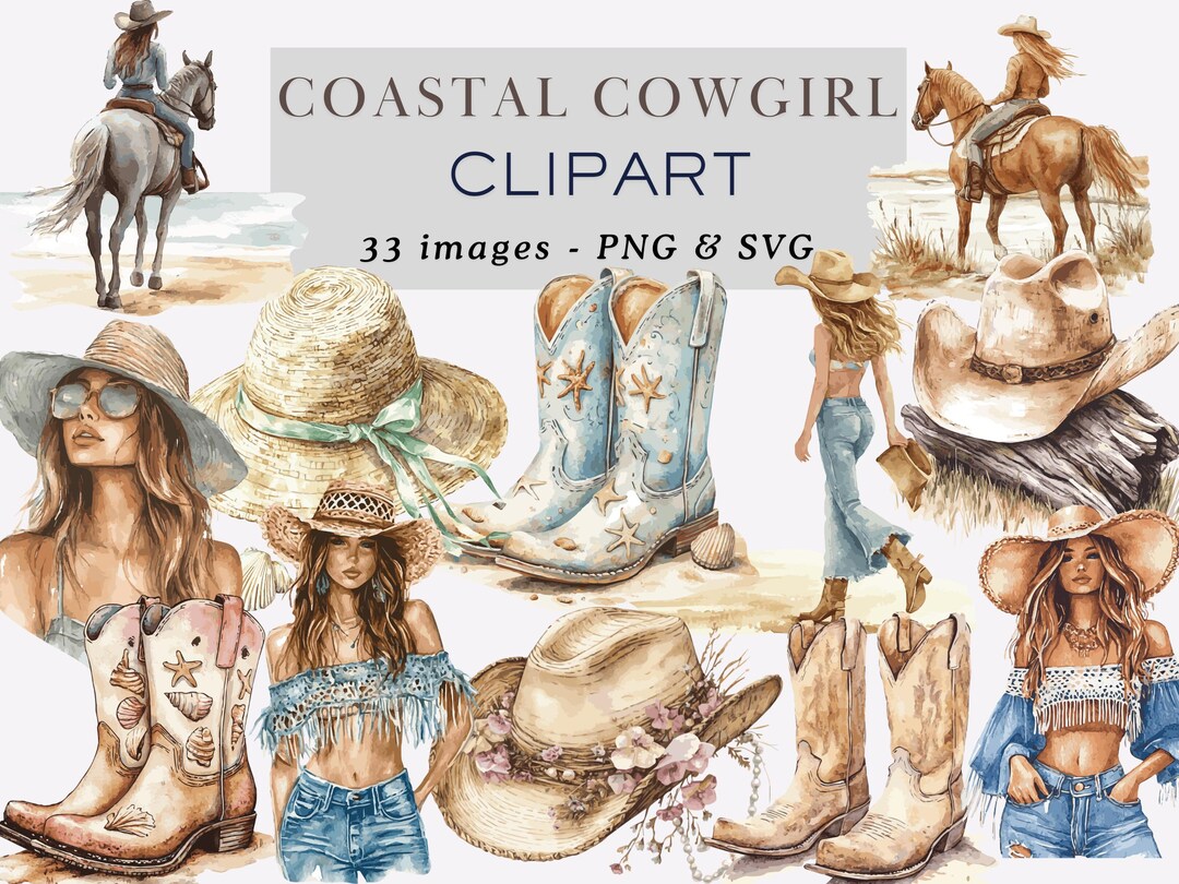 Watercolor Coastal Cowgirl Clipart Coastal Clipart Coastal Cowgirl PNG ...