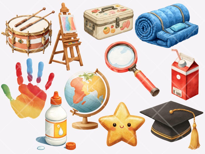 Kindergarten Clipart Bundle School Elements Graphics Toddlers School ...