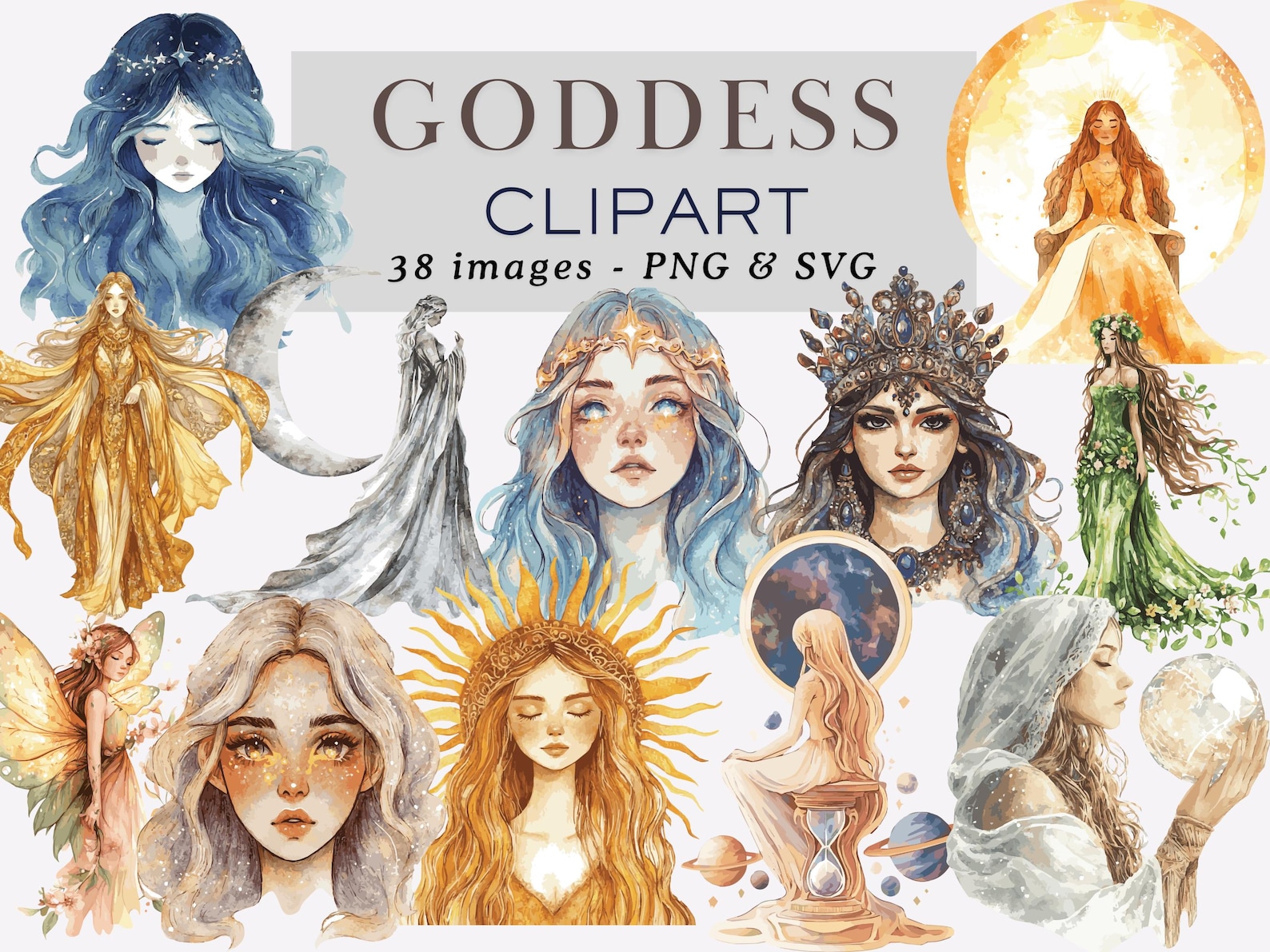 Watercolor Goddess Clipart Goddess Core Clipart Greek Mythology Clipart ...