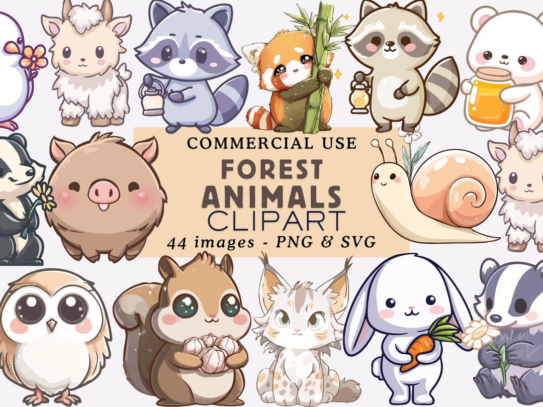 Cute Forest Animals Clipart PNG Cute Forest Animals PNG Woodland ...