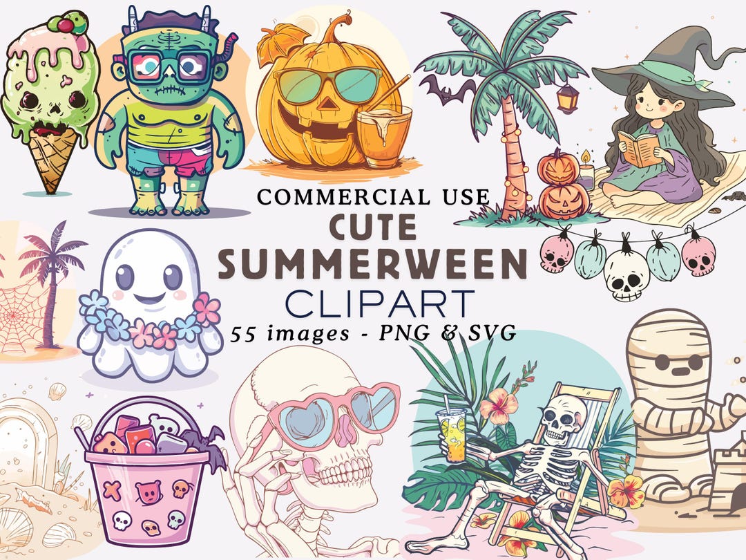 Summerween Clipart Set: Spooky Summer Designs (PNG, SVG, Commercial Use ...