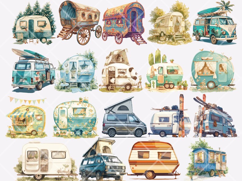 Cute Caravan Clipart Camper Trailer Clipart Camping Clipart Caravan PNG ...