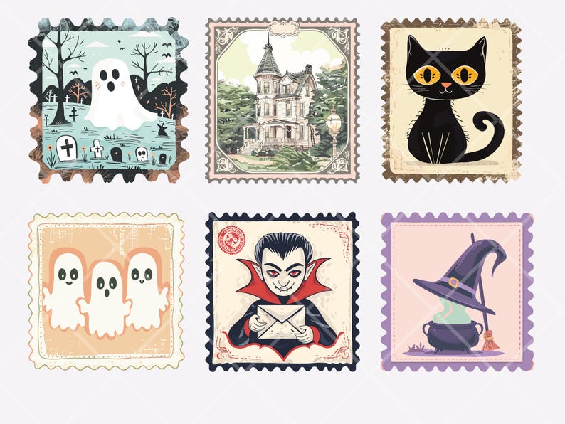 Cute Halloween Postage Stamp PNG Halloween Stamp PNG Sticker Postage ...