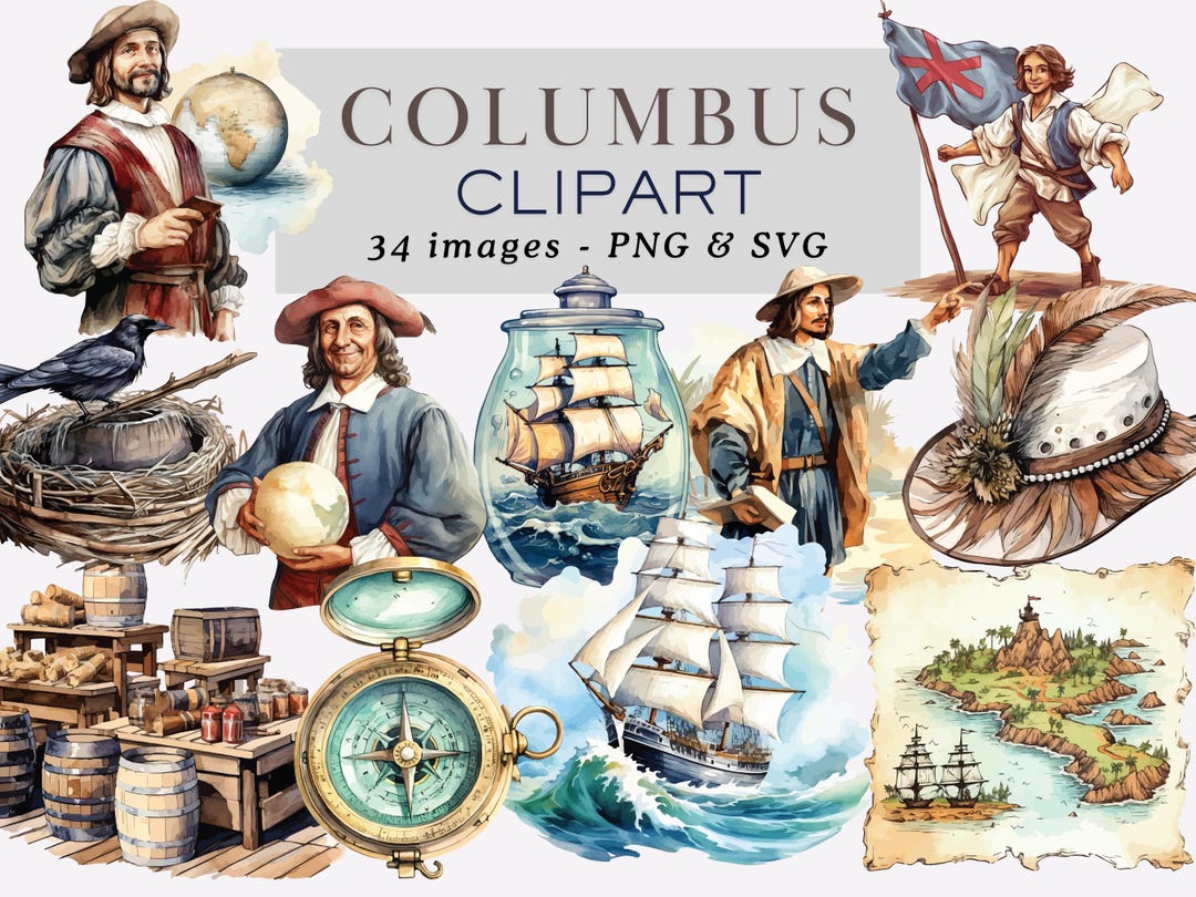 Watercolor Columbus Clipart Png PNG Discovery of America Christopher ...