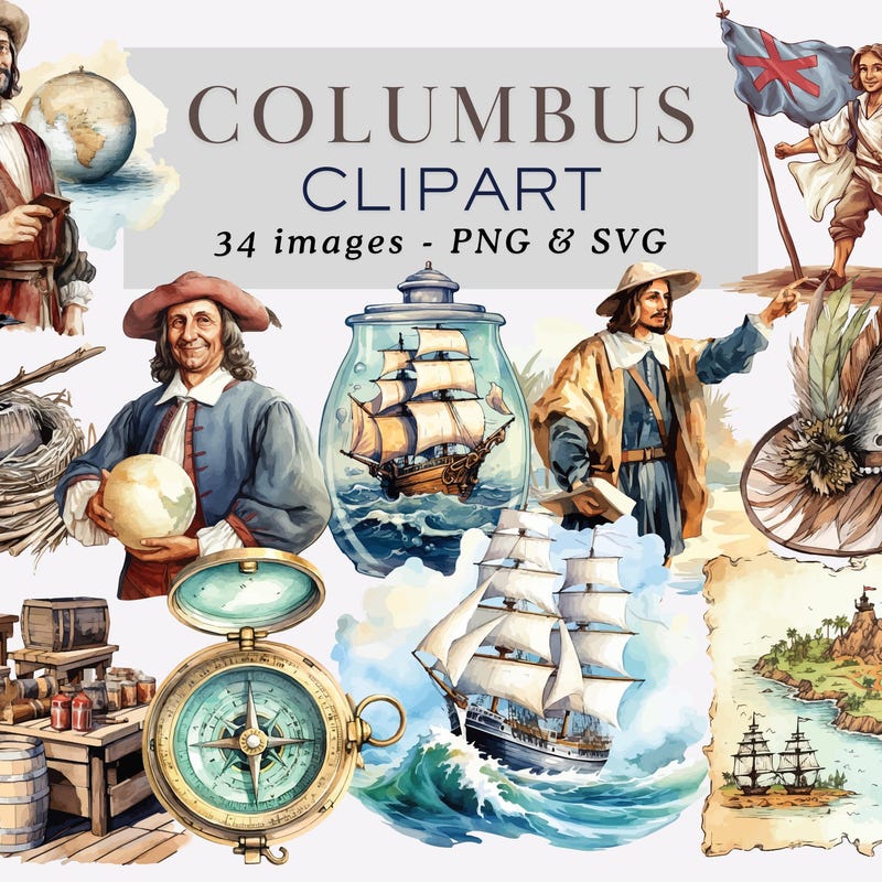 Columbus Day Clipart - Etsy