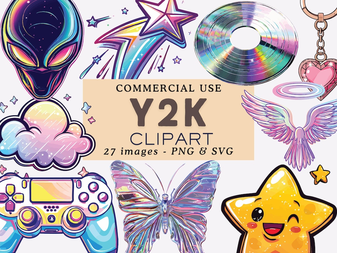 Y2K Clipart Bundle: Retro 2000s PNG Stickers, Designs (SVG) - Etsy