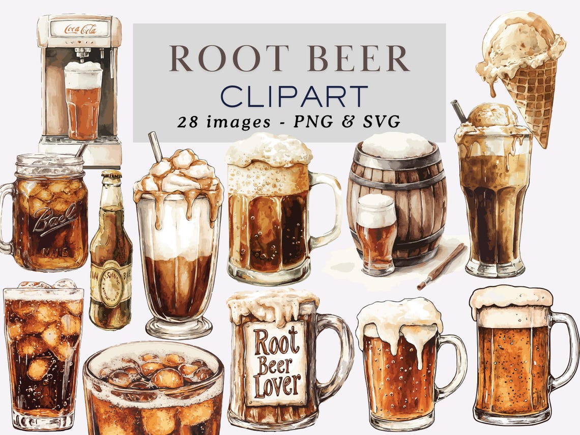 Root Beer Clipart Alcohol Clipart Root Beer Float Clipart Watercolor Drink Clipart Signature ...