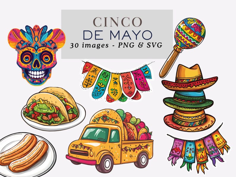 Cinco De Mayo Clipart Bundle Cinco De Mayo Graphics Bundle Cinco De ...