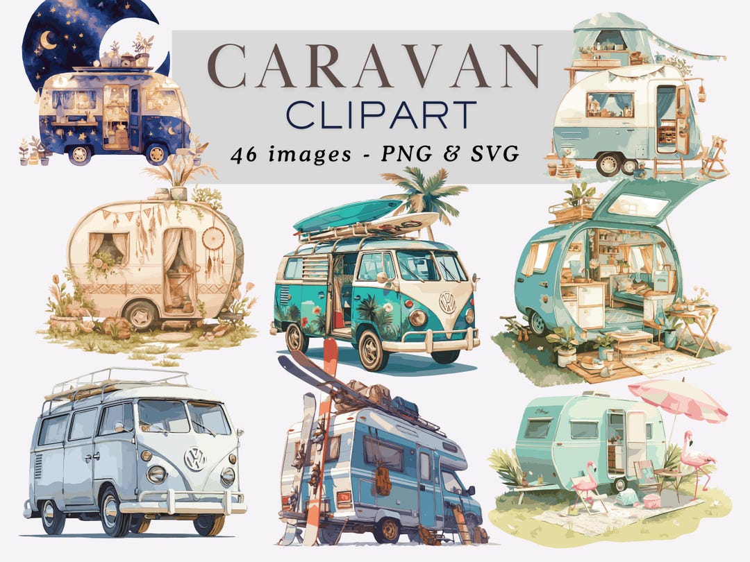 Cute Caravan Clipart Camper Trailer Clipart Camping Clipart Caravan PNG ...