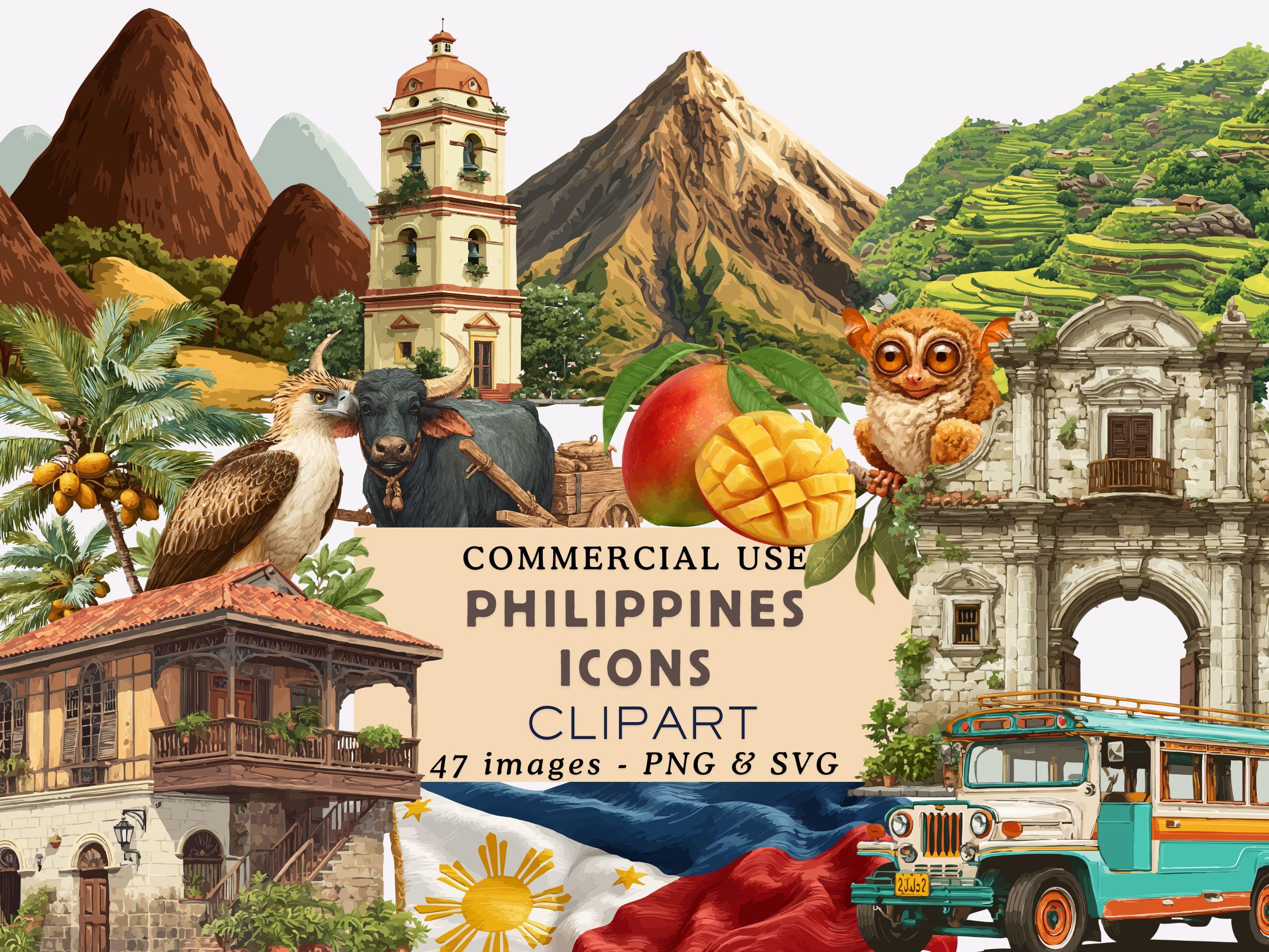 Philippine Icons Clipart Bundle Filipino Landmarks Philippines Travel ...