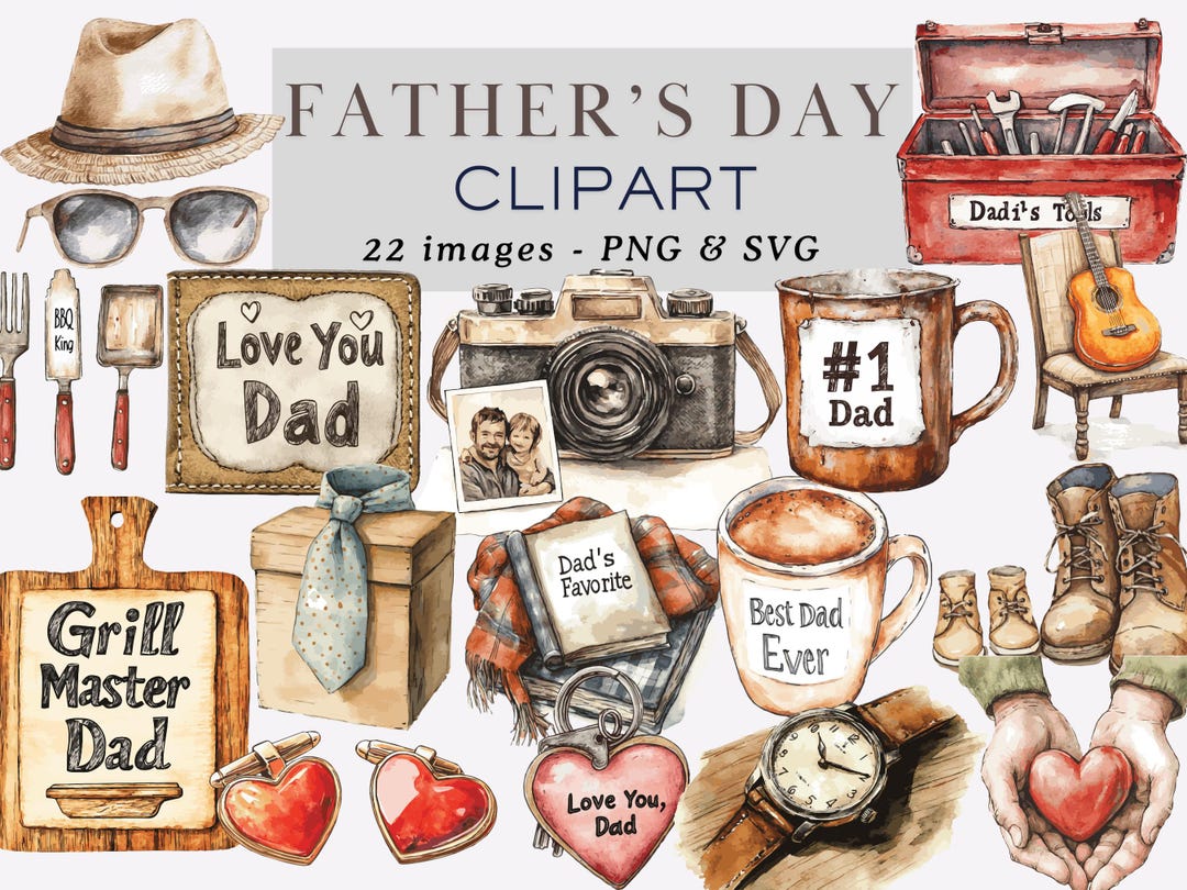 Watercolor Father's Day Clipart Father's Day Graphics Dad Illustrations ...