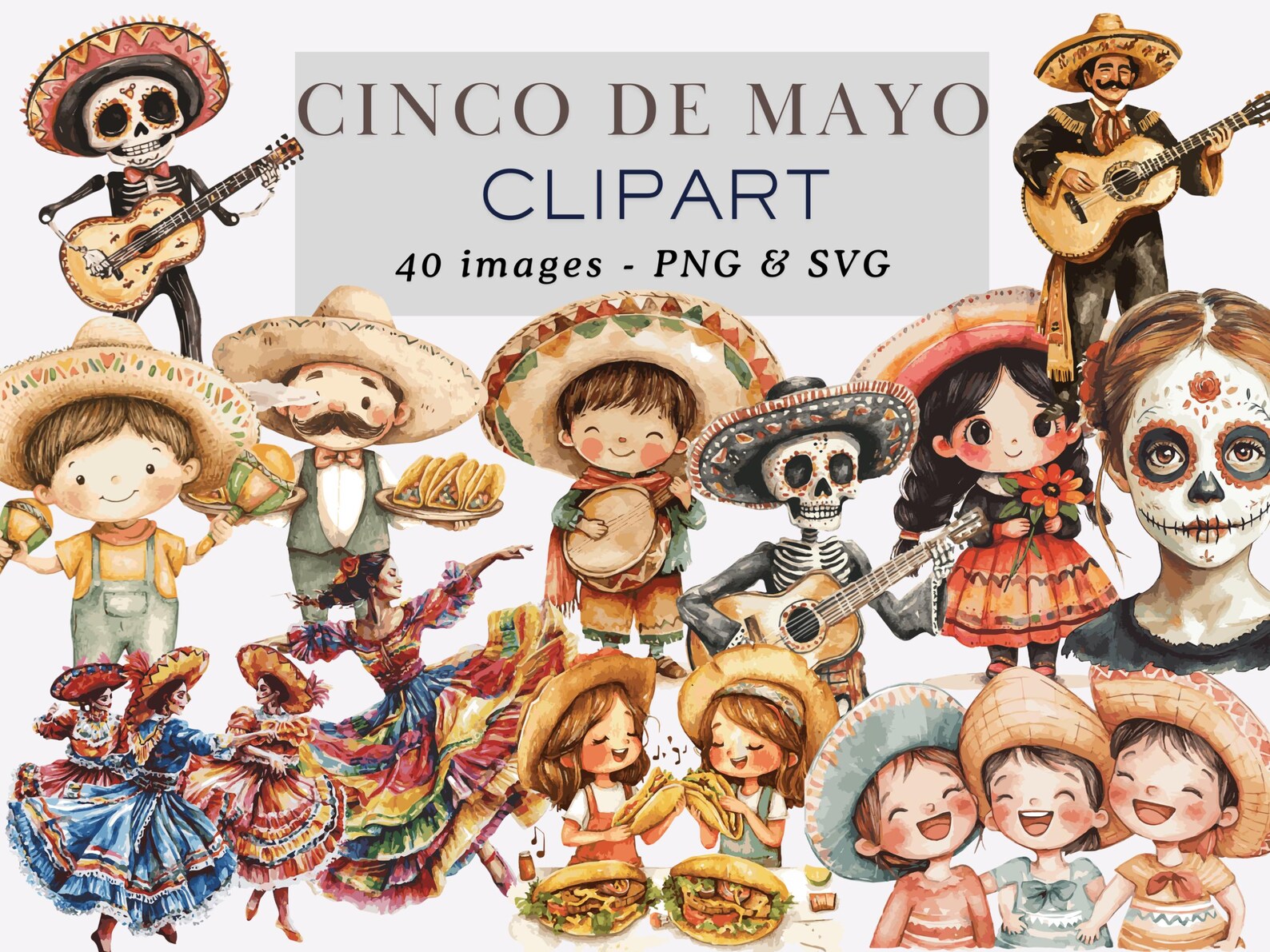 Cinco De Mayo Clipart Bundle Cinco De Mayo Graphics Bundle Cinco De ...