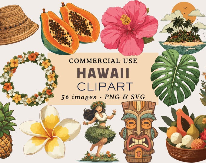 Luau Clipart: Tropical Hawaiian PNG, SVG, JPG - Etsy Canada
