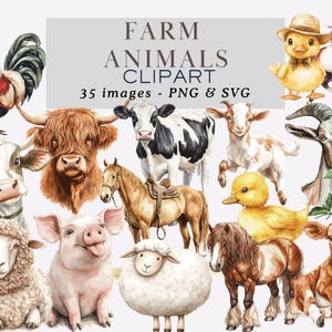 Watercolor Farm Animals Clipart Farm Clipart Barn Clipart Farm Animals ...