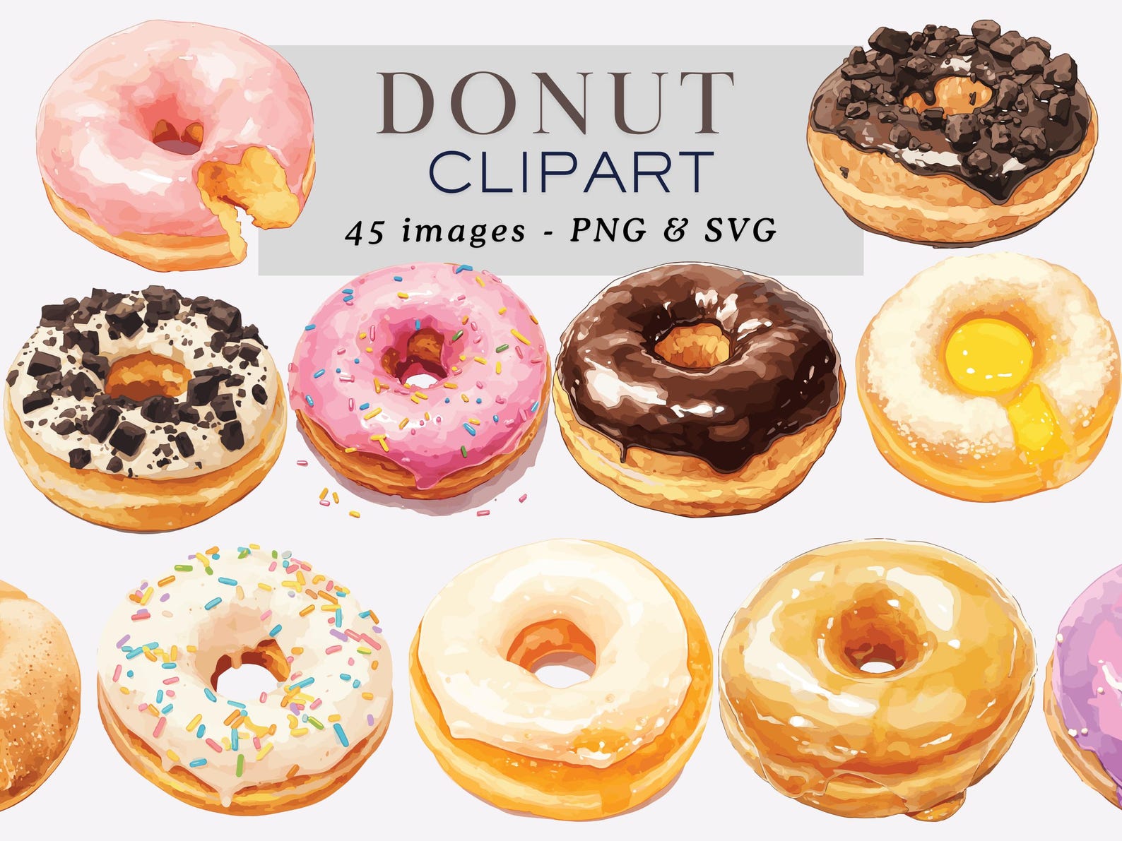 Donut Clipart Sweet Bakery Food Clipart Donut Birthday Party Clip Art ...