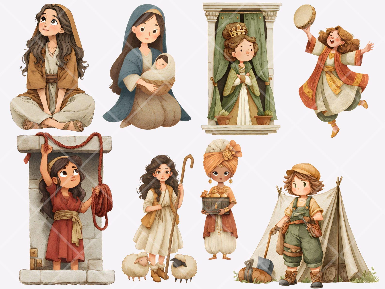 Women in Bible Clipart Bundle Biblical Characters Graphics Christian ...