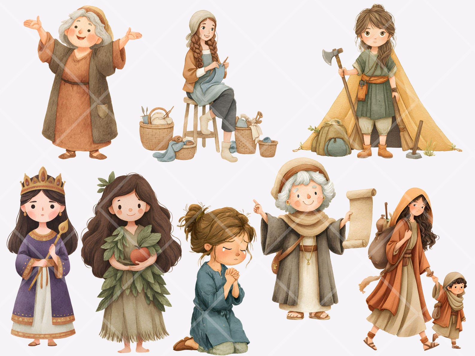 Women in Bible Clipart Bundle Biblical Characters Graphics Christian ...