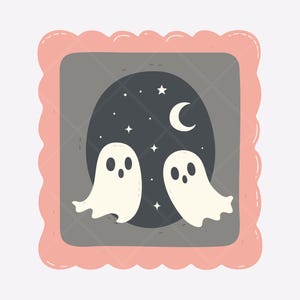 Cute Halloween Frame Clipart PNG Ghost Portraits Pumpkin Ghost Stamp ...