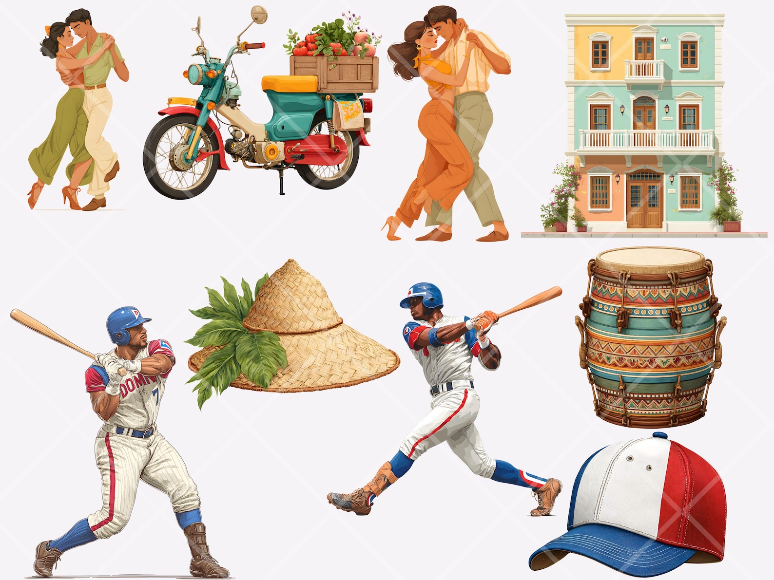 Dominican Republic Clipart Bundle Tropical Travel Illustrations ...