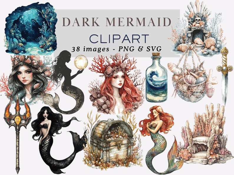 Dark Mermaid Clipart Png Gothic Mermaid Clipart Dark Ocean Clipart Dark ...