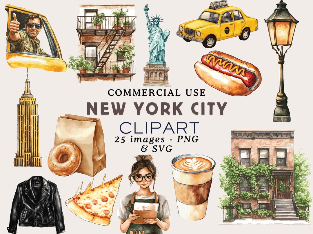 New York Clipart NYC Aesthetic Travel Clipart New York Sticker New York ...