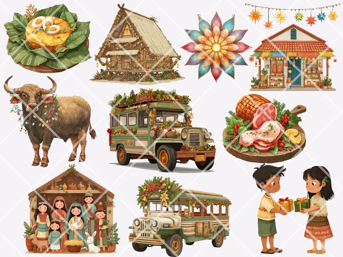 Filipino Christmas Clipart Bundle Festive Philippines Holiday Symbols ...