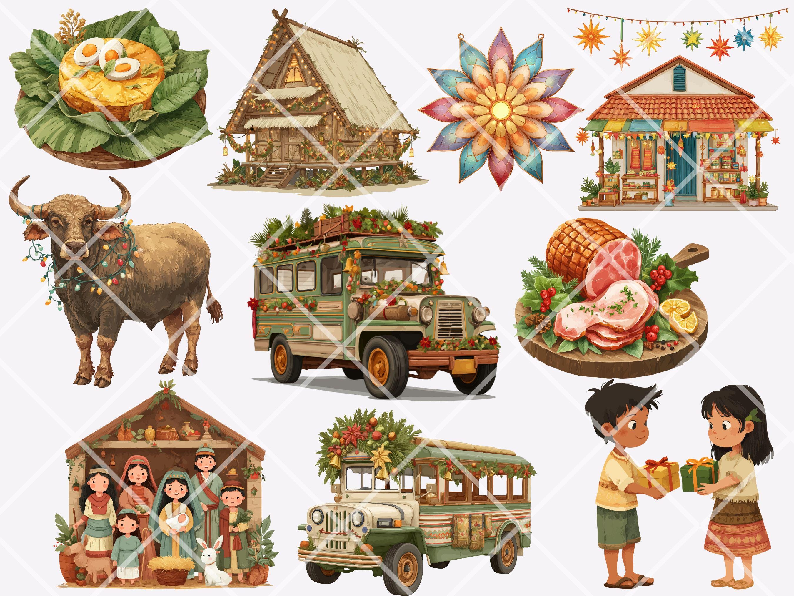 Filipino Christmas Clipart Bundle Festive Philippines Holiday Symbols ...