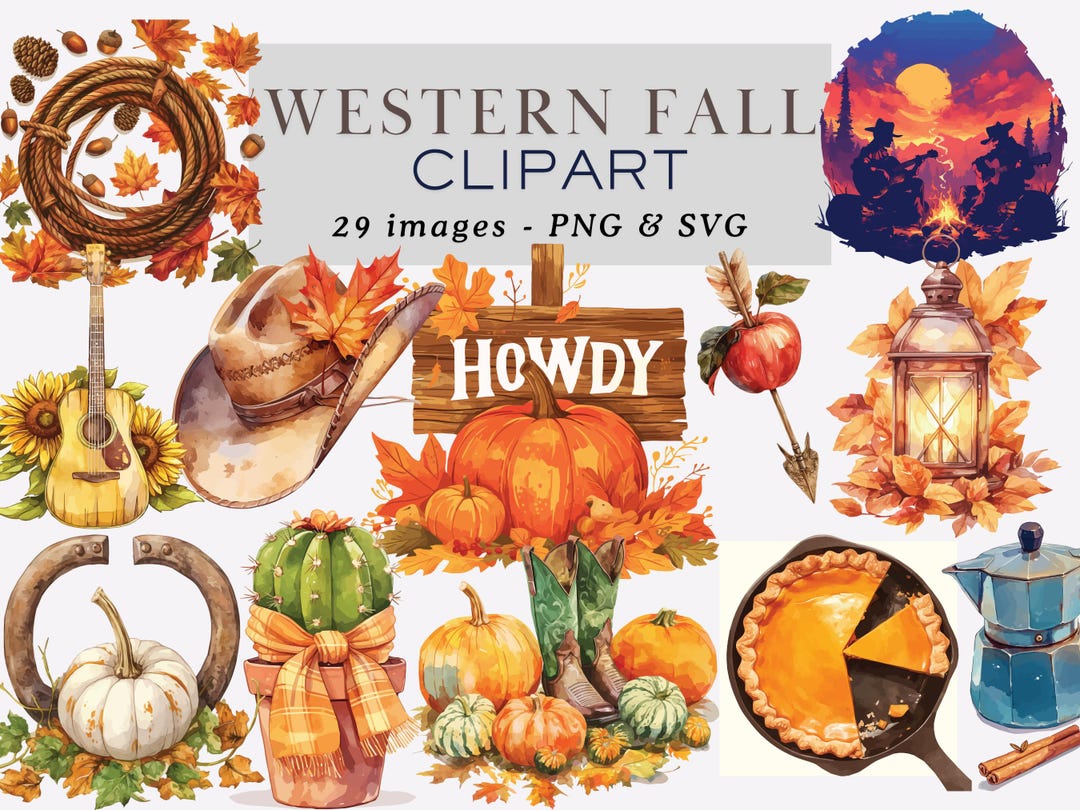 Western Fall Clipart Western Autumn Clipart Western Fall PNG Cowboy ...