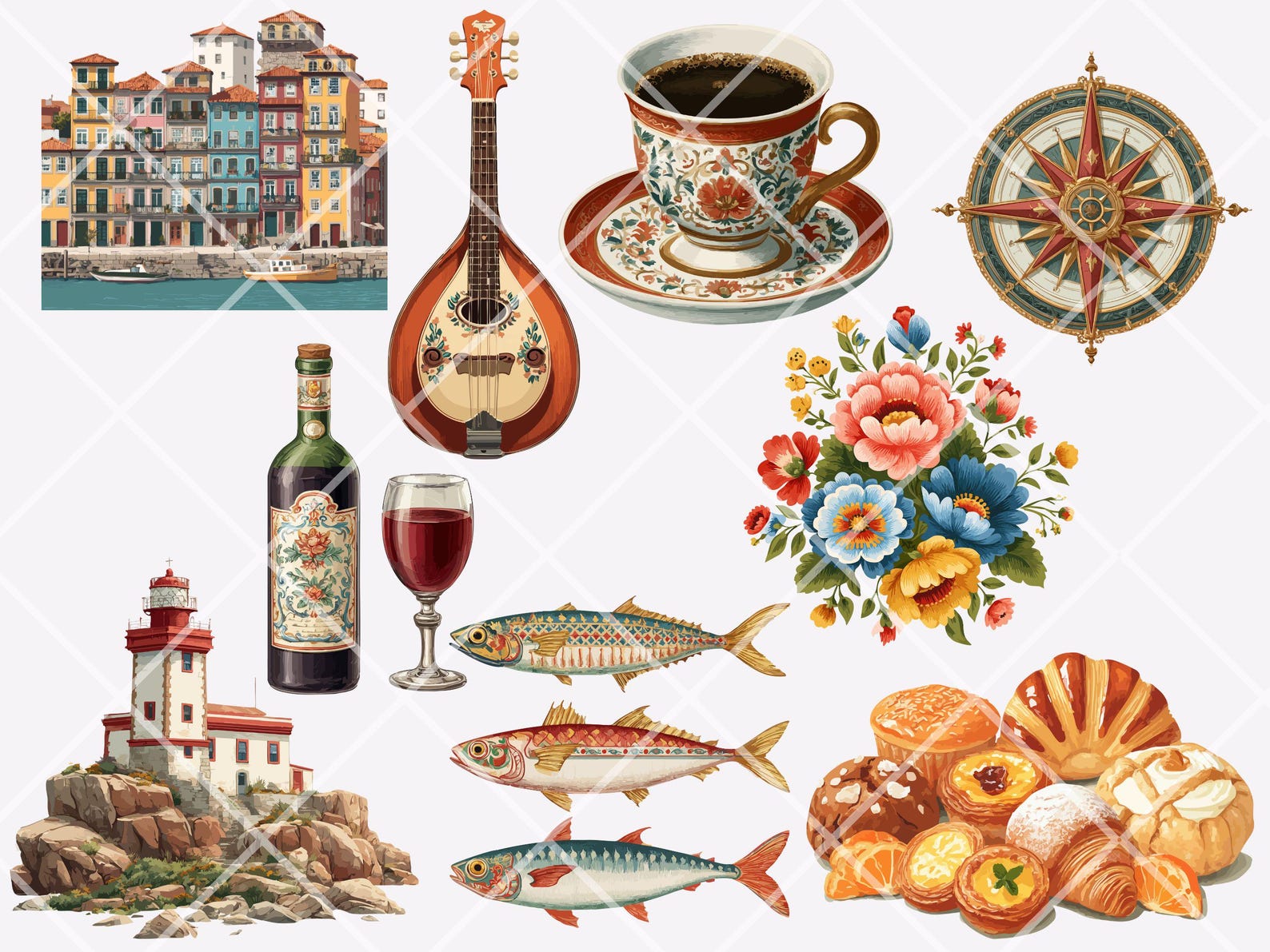 Portugal Clipart Bundle Travel Vacation Portugal Landmarks Vector ...