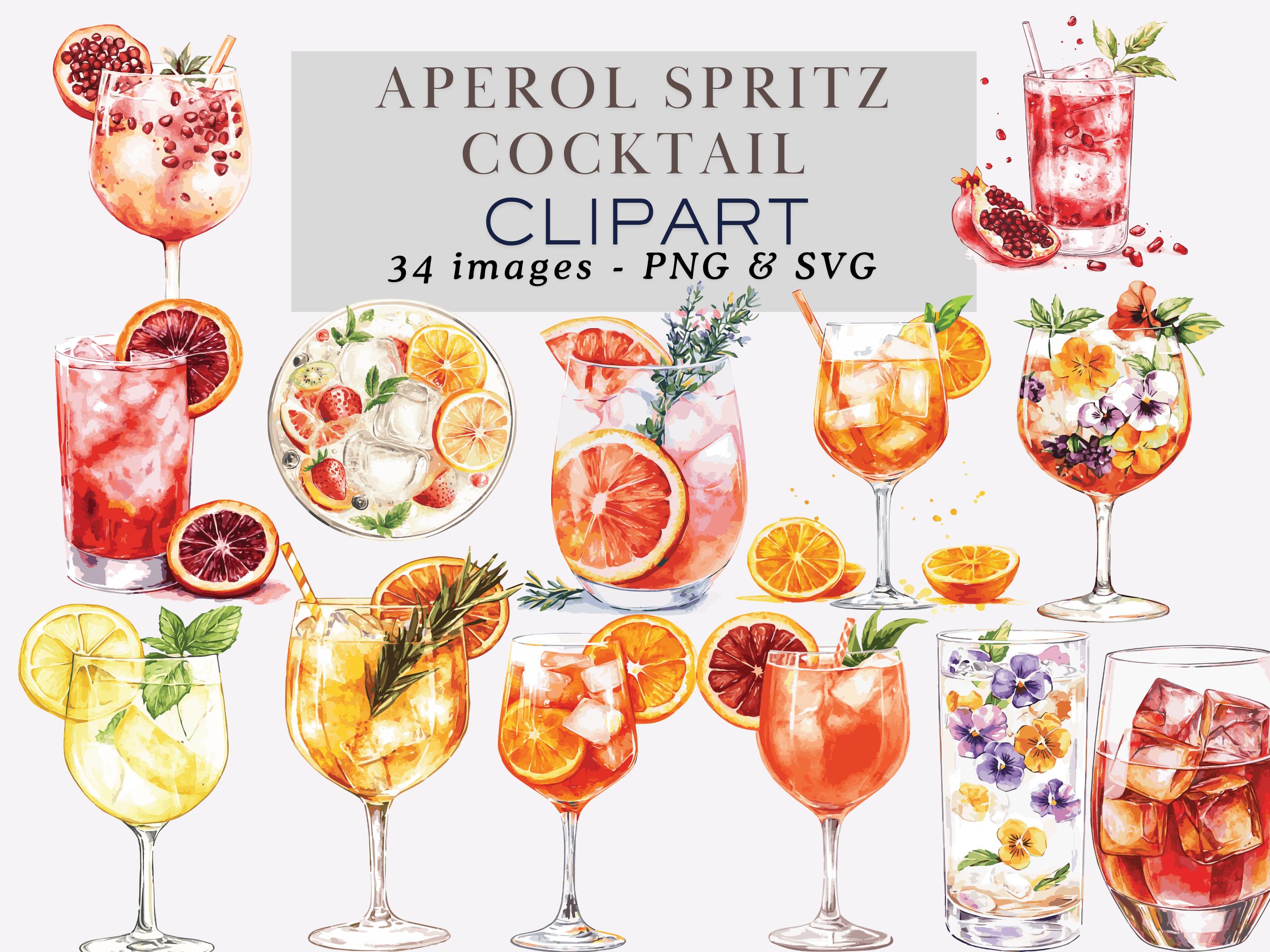 Aperol Spritz Cocktail Clipart Mocktails Clipart Cocktail Graphic ...