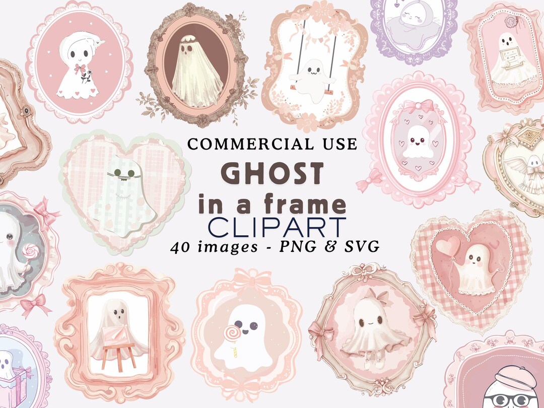 Ghost Frames Clipart Cute Ghost Portraits Halloween Ghost PNG Coquette ...