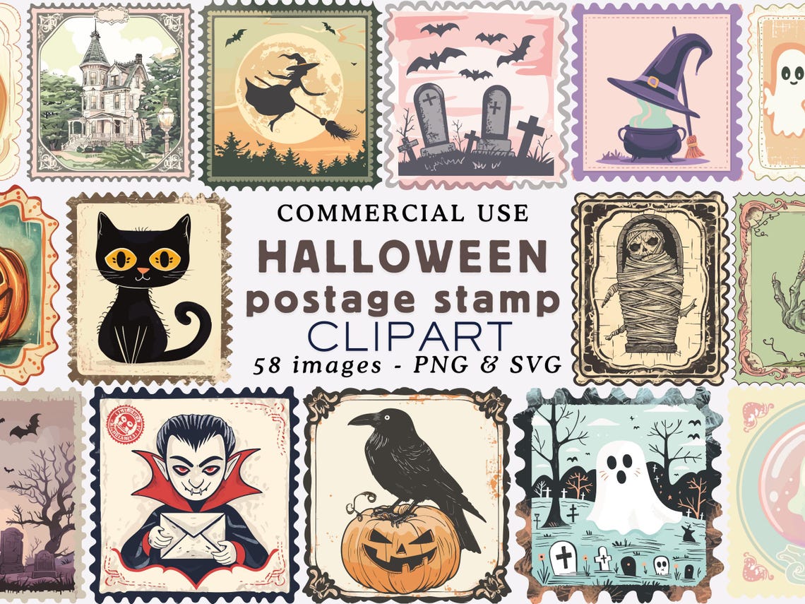 Cute Halloween Postage Stamp PNG Halloween Stamp PNG Sticker Postage ...