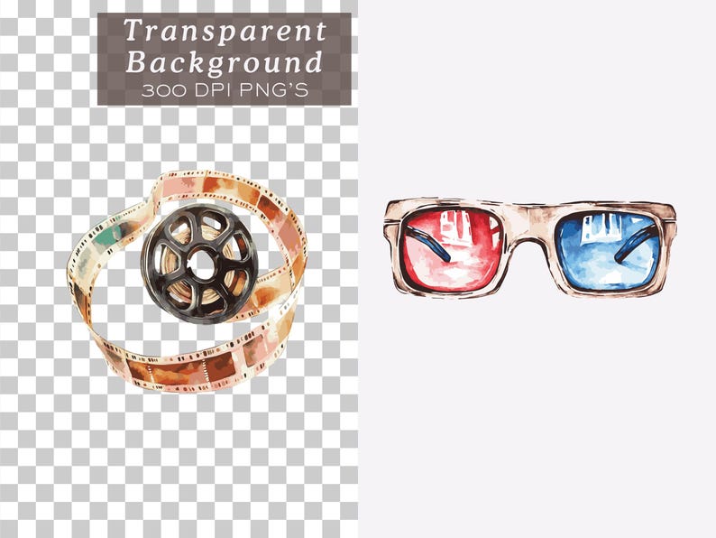 Cinema Clipart Cinema Graphics Movie Clipart Movie Graphics Watercolor ...