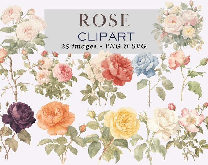 Rose Gold Floral Clipart: Pink Watercolor Flowers (digital Download ...