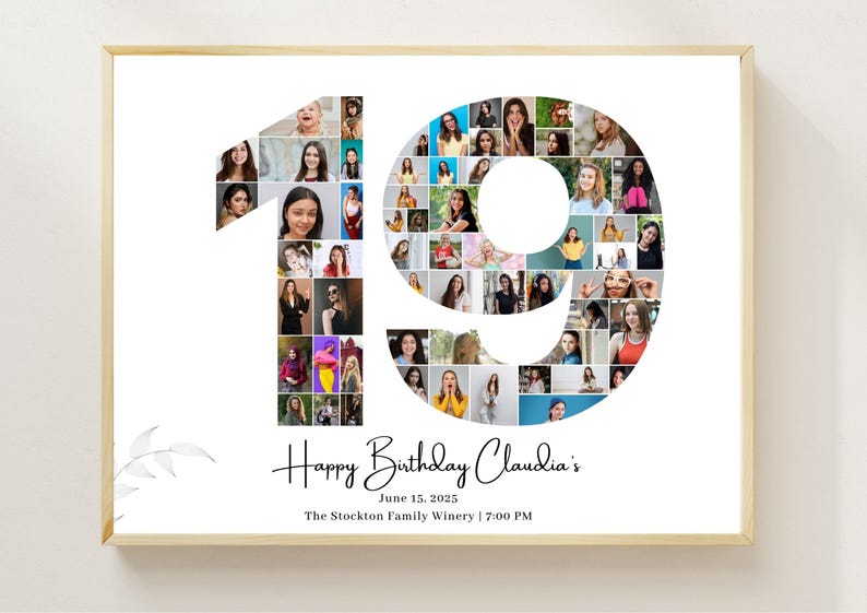 19th Birthday Photo Collage Template: Custom Canva Gift (digital ...