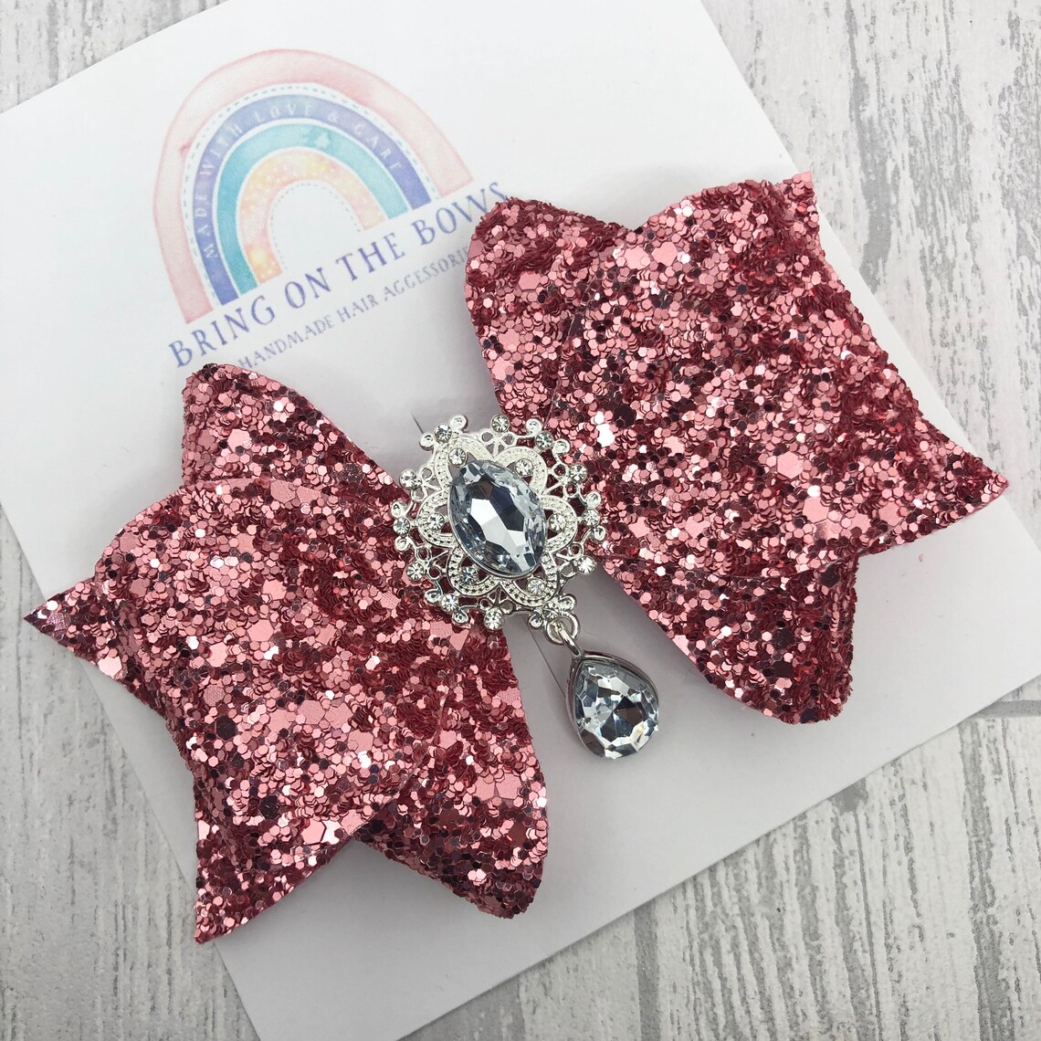 Rose Gold Glitter Bow, Pink Hair Bow, Baby Bow, Girls Bow, Glitter Bow ...