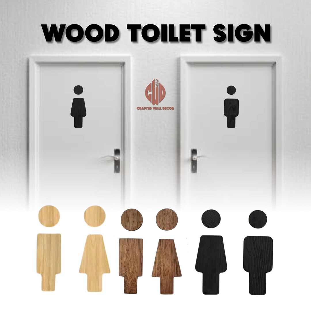 Wooden Toilet Sign Male Female Bathroom Figurines Restroom Sign ...