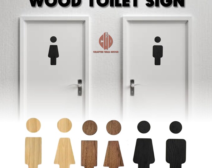 Wooden Toilet Sign Male Female Bathroom Figurines Restroom Sign ...