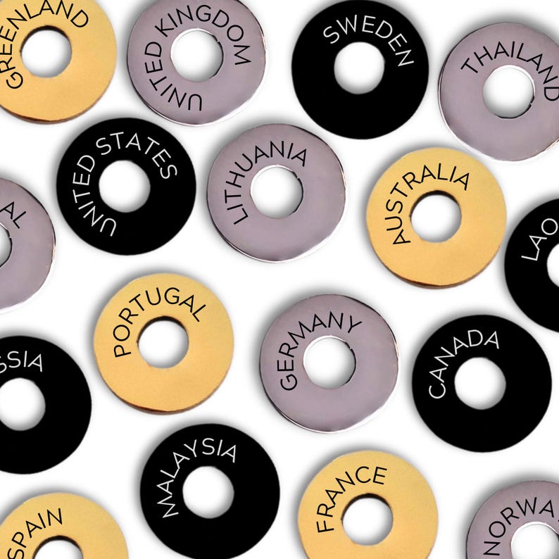 Custom Engraved Travel Tokens | Personalized Country Rings for ...