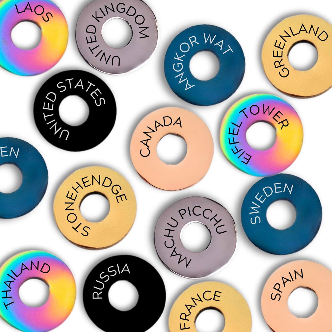Custom Engraved Travel Tokens | Personalized Country Rings for ...