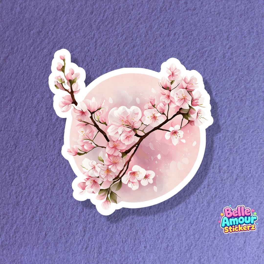 Pink Cherry Blossom Tree Vinyl Decal - Floral Sticker Art - Etsy