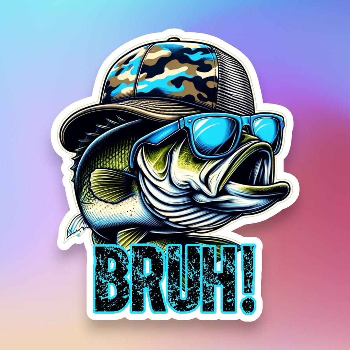 Bass Fish Bruh Sticker Vinyl Decal 4in - Etsy