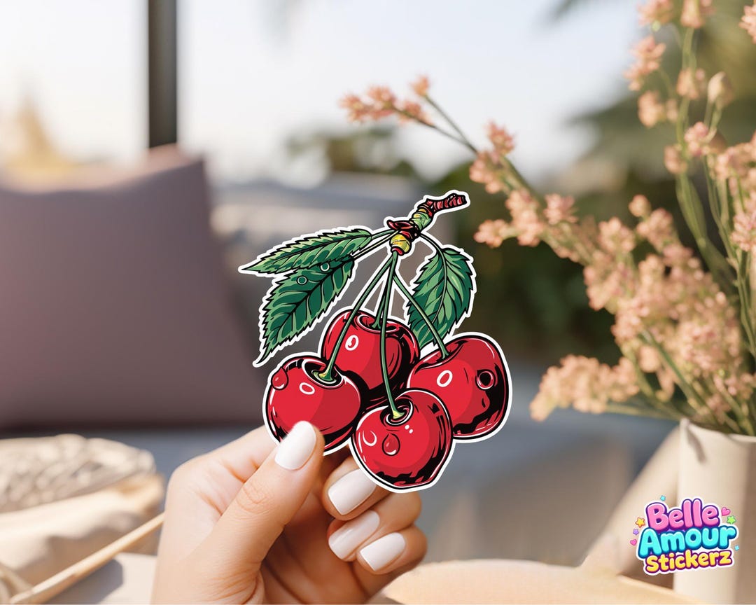 Cute Cherry Vinyl Decal 4in - Etsy
