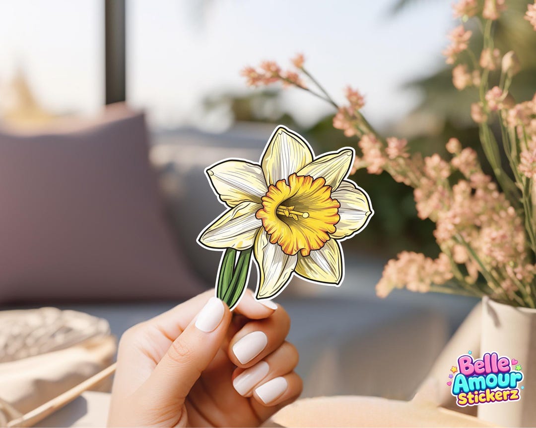 Daffodil Flower Vinyl Sticker, Spring Decal, Waterproof (4in) - Etsy