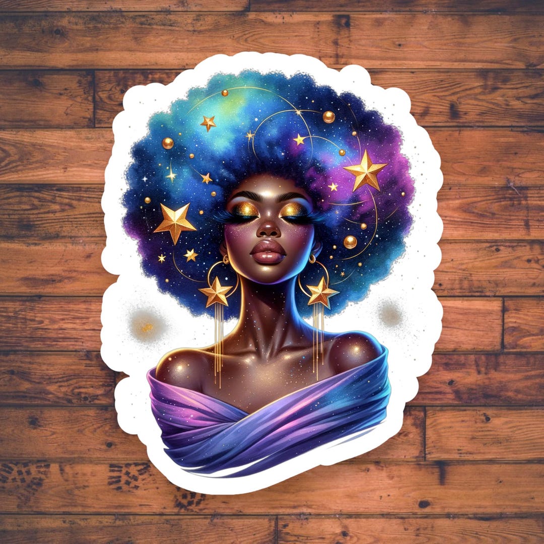 Galactic Afro Star Queen - Afro Goddess Vinyl Decal 4in - Etsy
