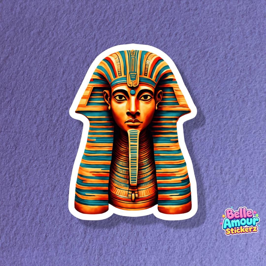 Egyptian Pharaoh's Head With Brightly Colored Stripes Vinyl Decal 4in ...