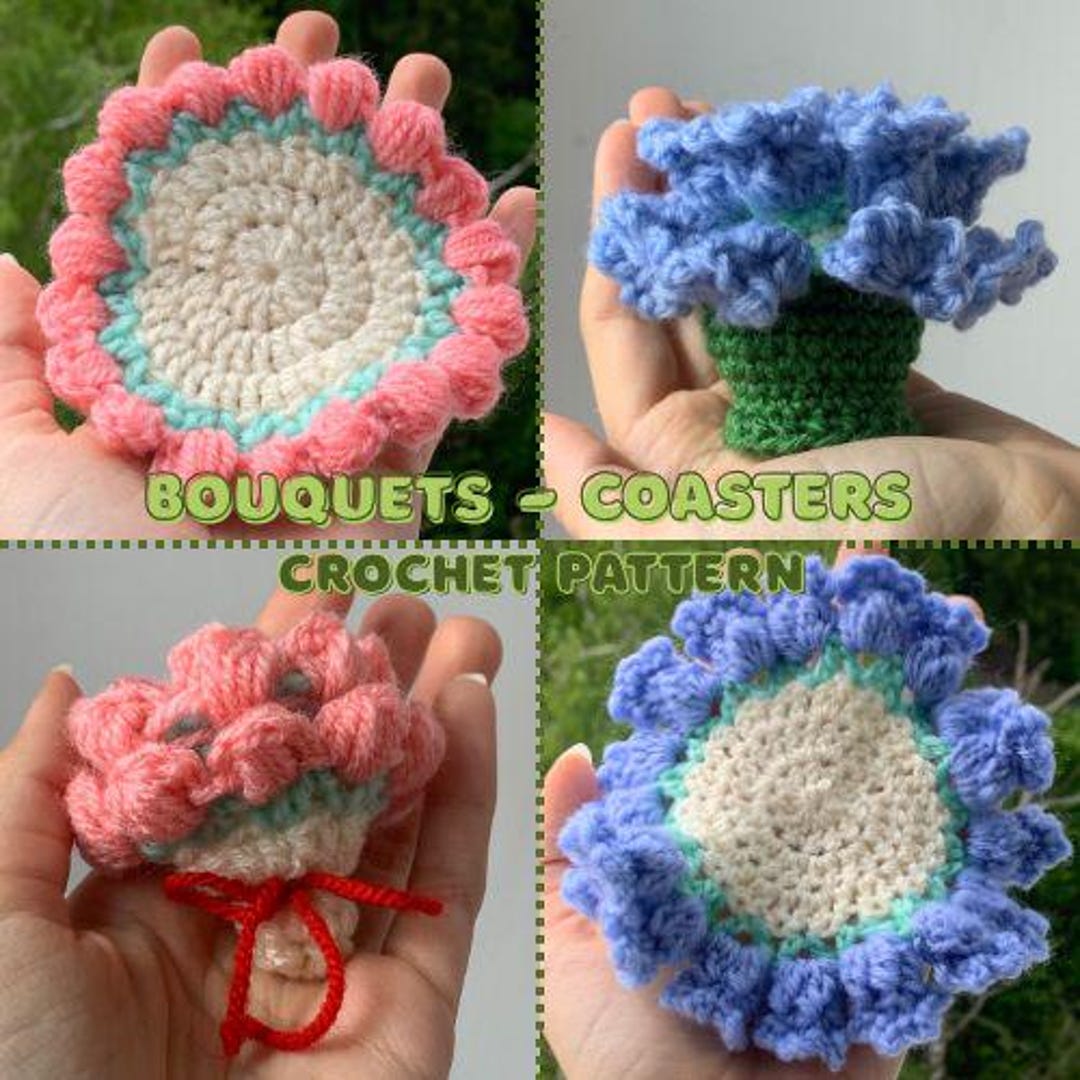 Flower Bouquet Coasters Crochet Pattern (PDF) - Etsy