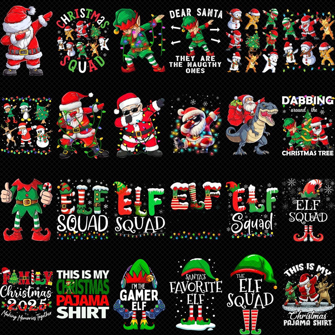 Elf Squad PNG Bundle, Funny Santa Christmas PNG, Dabbing Santa PNG ...